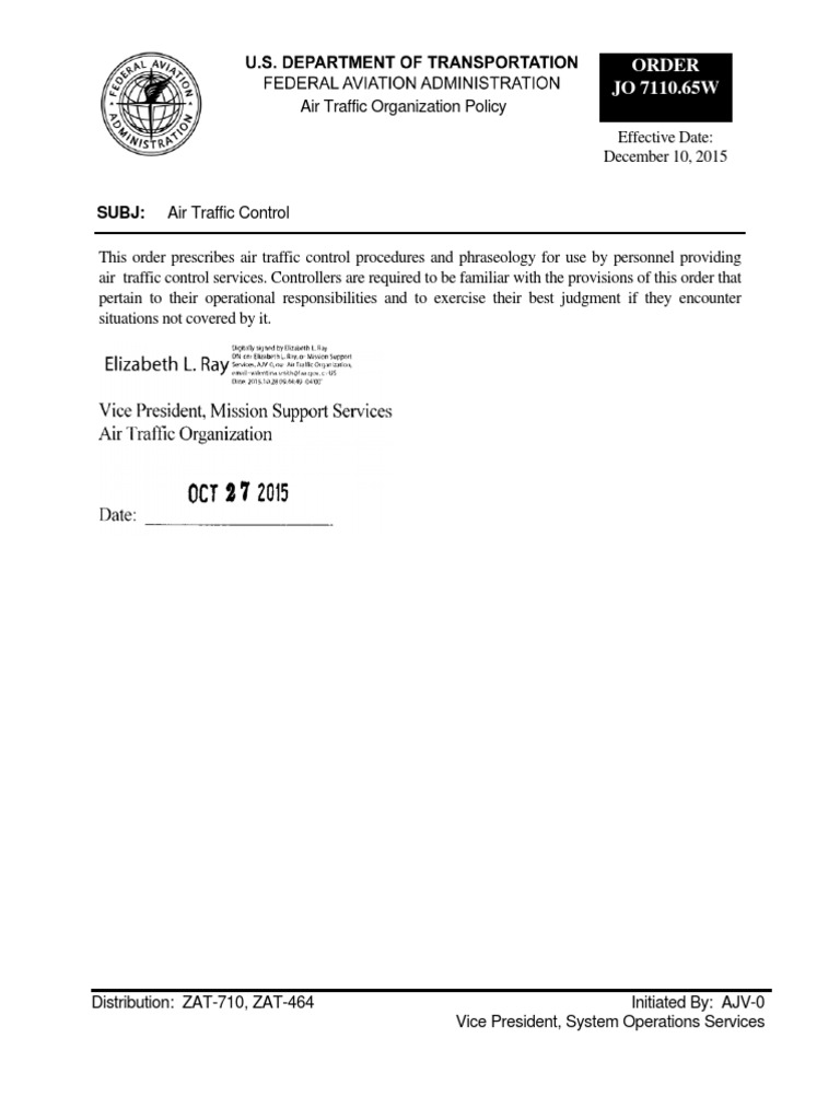 SUBJ: Air Traffic Control: Order JO 7110.65W | PDF | Air Traffic ...