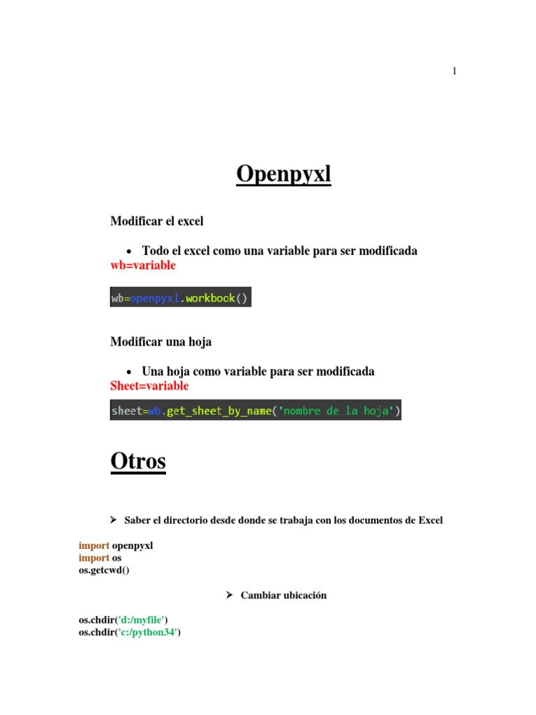 Guía Openpyxl: Modificar Excel en Python | PDF