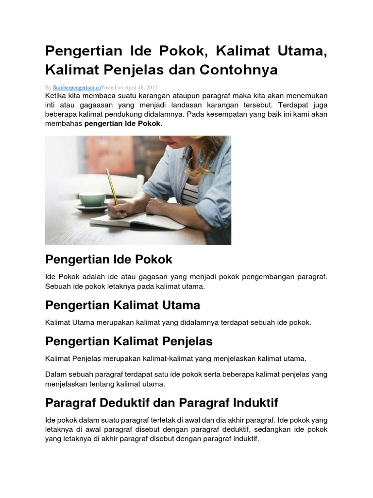Pengertian Ide Pokok | PDF | Seni & Disiplin Bahasa | Kajian Bahasa Asing