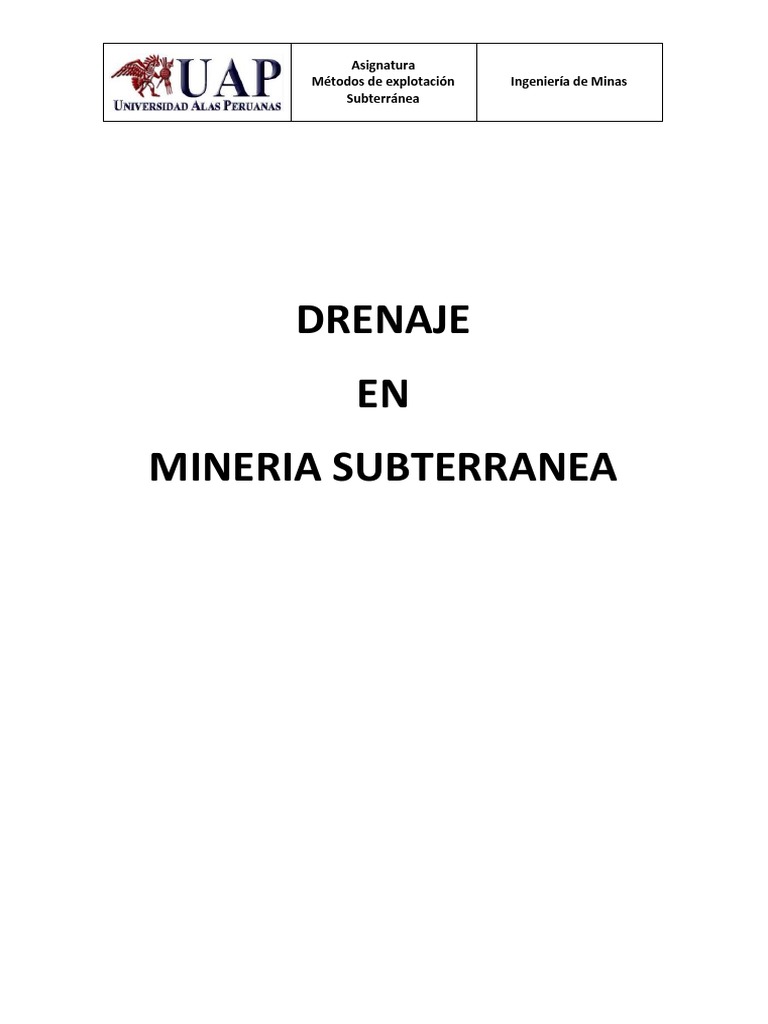 Drenaje Mineria Subterranea | PDF | Minería | Agua subterránea