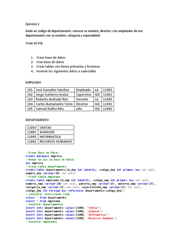 Ejercicios 1 2 3 Resueltos | PDF | SQL | Ciencias de la Información