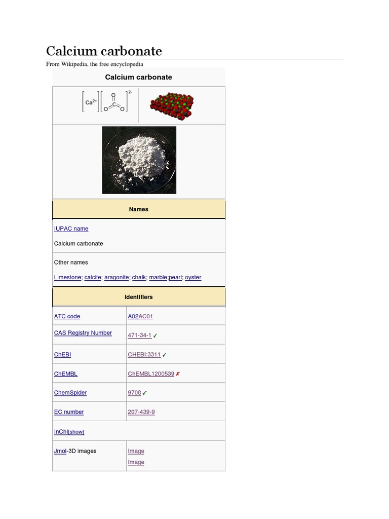 Calcium Carbonate | PDF | Carbon Dioxide | Carbonate