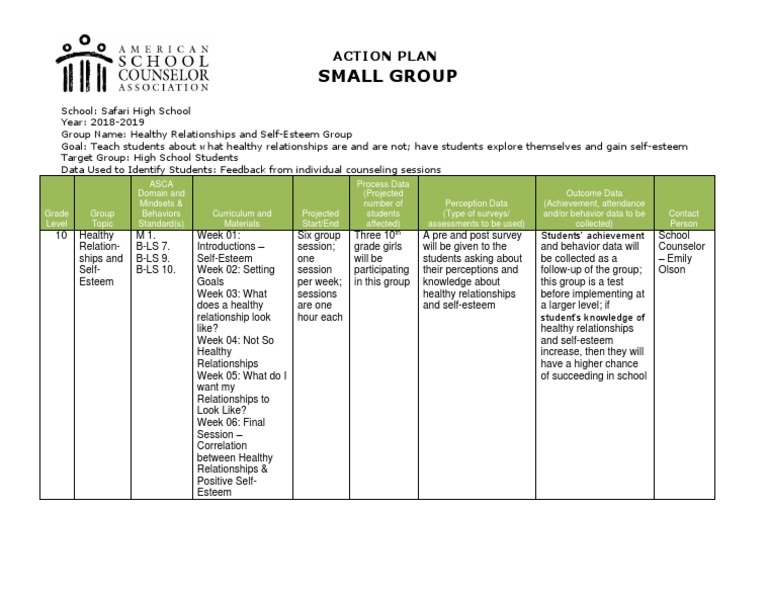 Safarihighschool Smallgroupactionplan | PDF | School Counselor ...