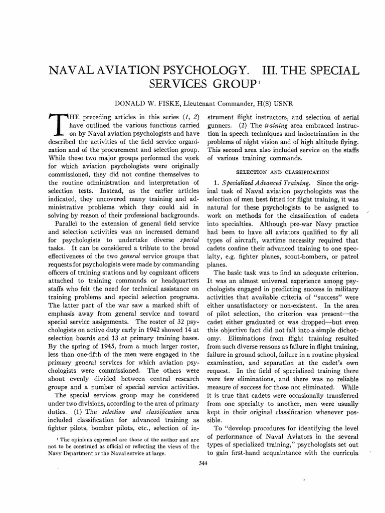 (1946) Naval Aviation Psychology - The Special Services Group | PDF ...