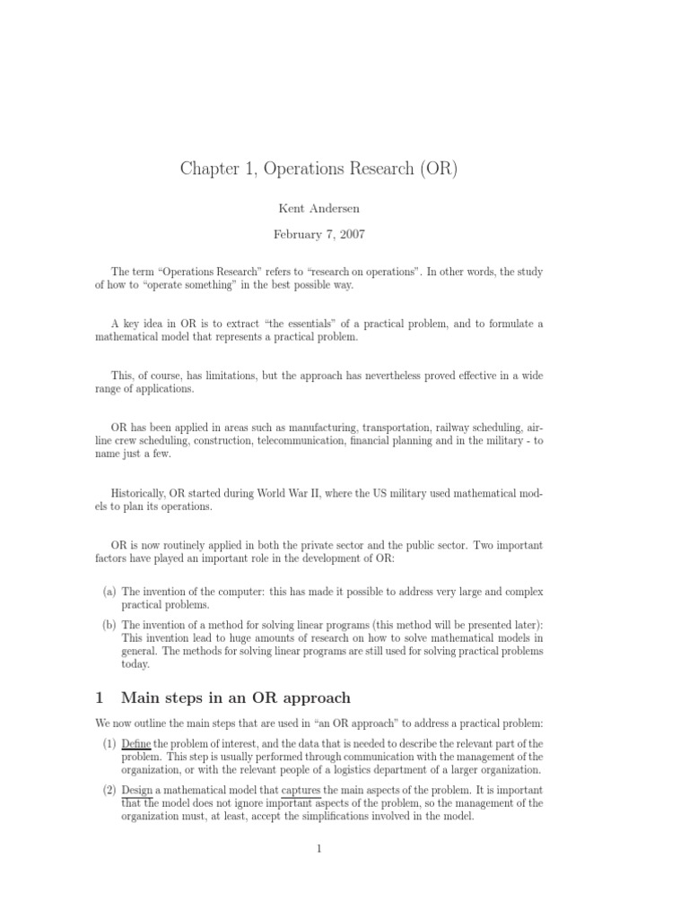 Chapter 1 Introduction to Operations Research | PDF | Linear Programming | Mathematical Optimization