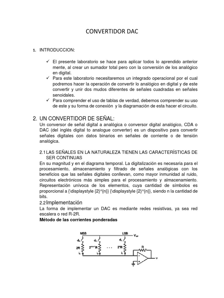 Convertidor Dac | PDF | Convertidor digital a analógico | Circuitos ...