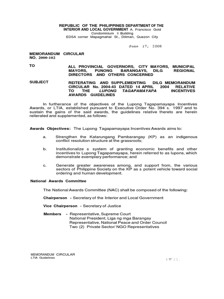 MC2008-102 LTIA Guidelines | PDF | Mediation | Local Government