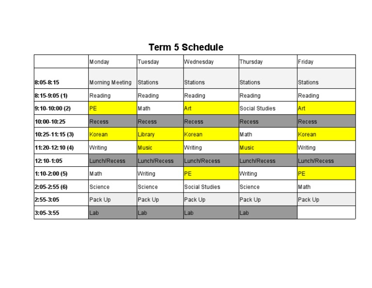 Schedule t5 2018 | PDF | Language Arts & Discipline | Science & Mathematics