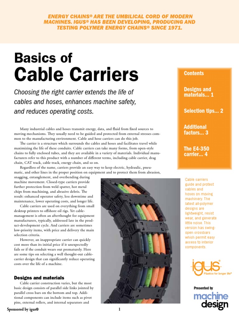 Basics of Cable Carriers | PDF | Wear | Machines
