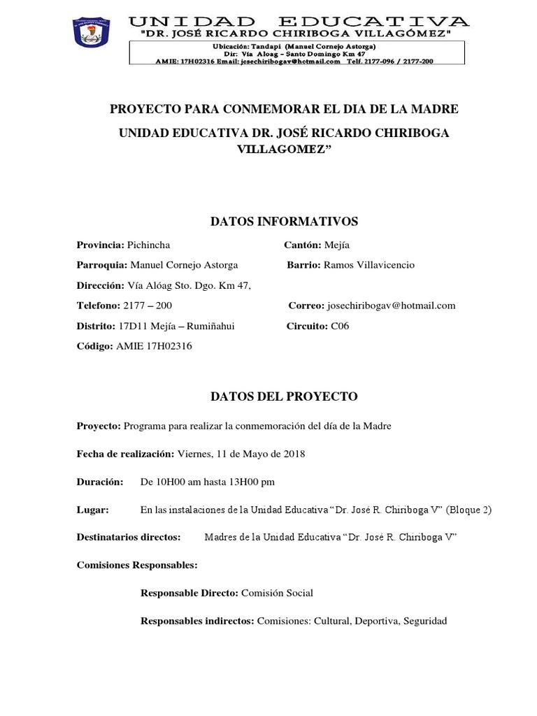 Proyecto Día de la Madre 2018 | PDF | Amor | Enseñando y aprendiendo