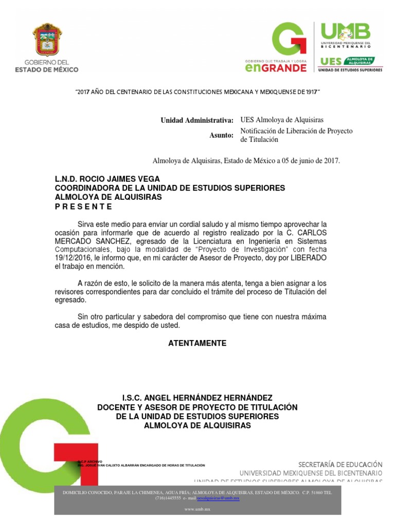 Carta De Asignacion De Escuela Secundaria