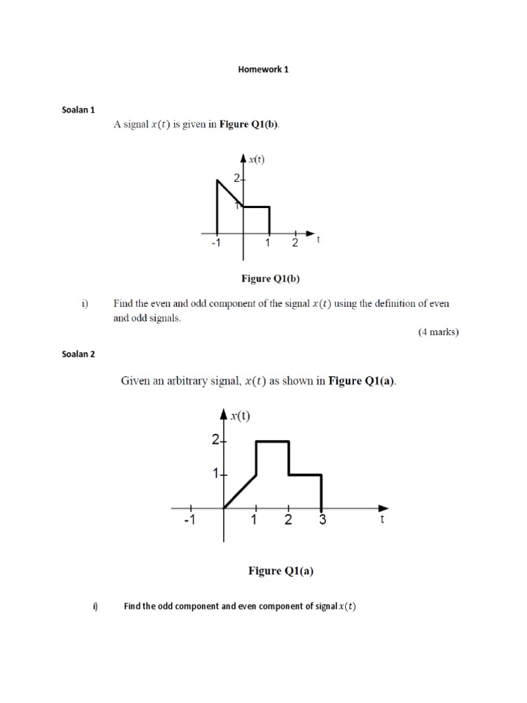 Homework 1: I) Find The Odd Component and Even Component of Signal ...