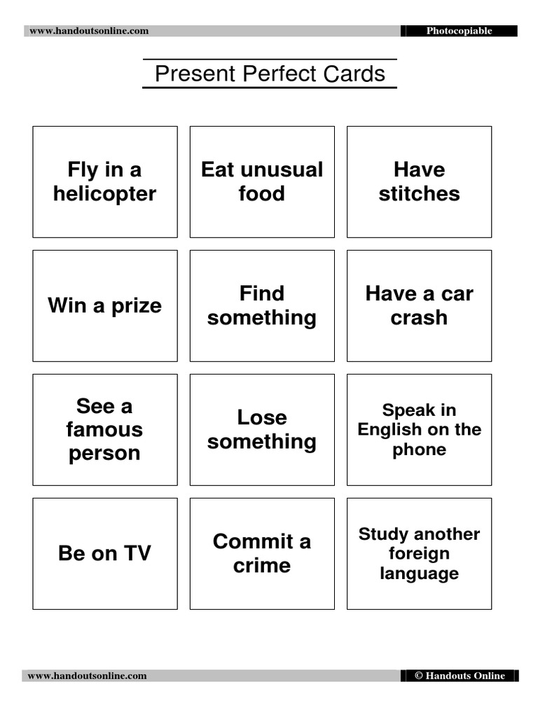 Present Perfect Cards | PDF | Pedagogy | Teaching