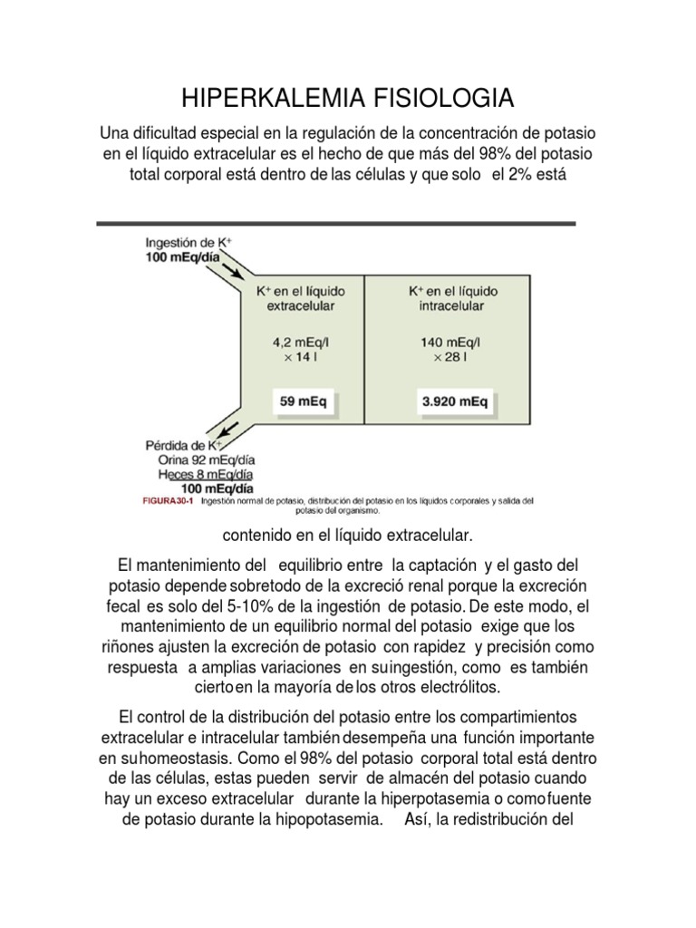 Fisiología de la Hiperkalemia y Regulación del Potasio | PDF | Potasio ...