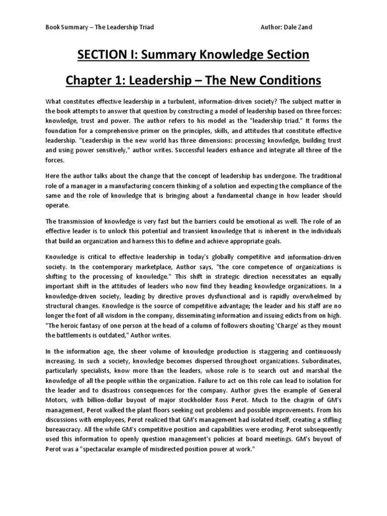 The Leadership Triad Summary | PDF | Trust (Emotion) | Leadership