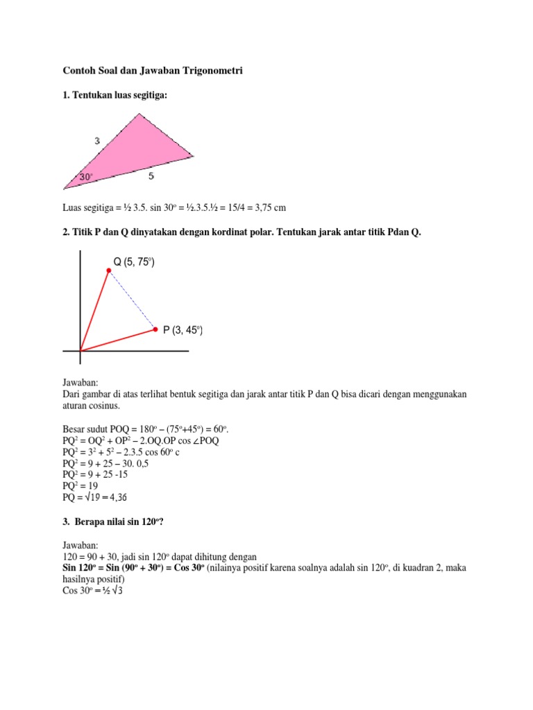 Contoh Soal Dan Jawaban Trigonometri | PDF