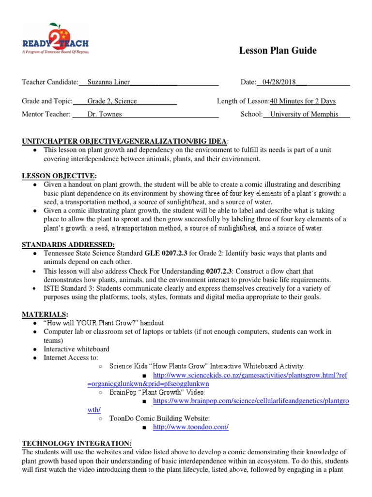 Edtpa Lesson Plan | PDF | Lesson Plan | Plants