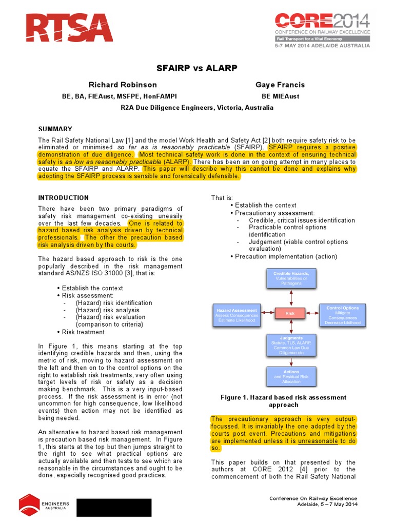 Core 2014 Paper Sfairp vs Alarp | Risk | Occupational Safety And Health