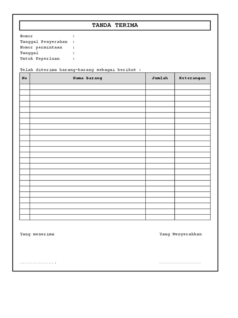 Tanda Terima Barang | PDF