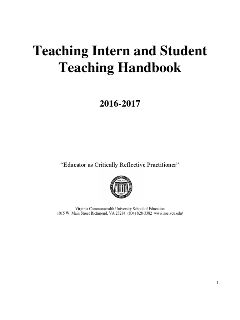 Teaching Intern and Student Teaching Handbook: "Educator As Critically ...