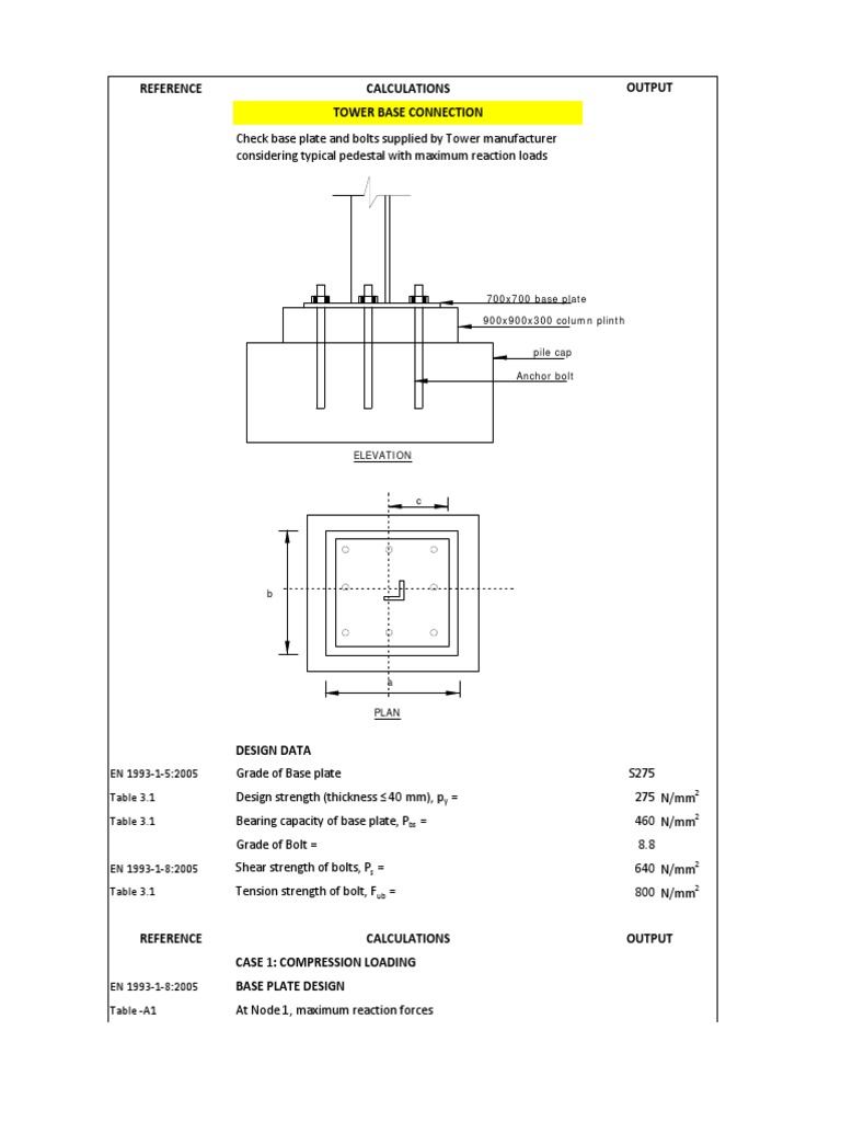 Bolts Base Plate Design To Eurocode PDF | PDF | Strength Of Materials ...