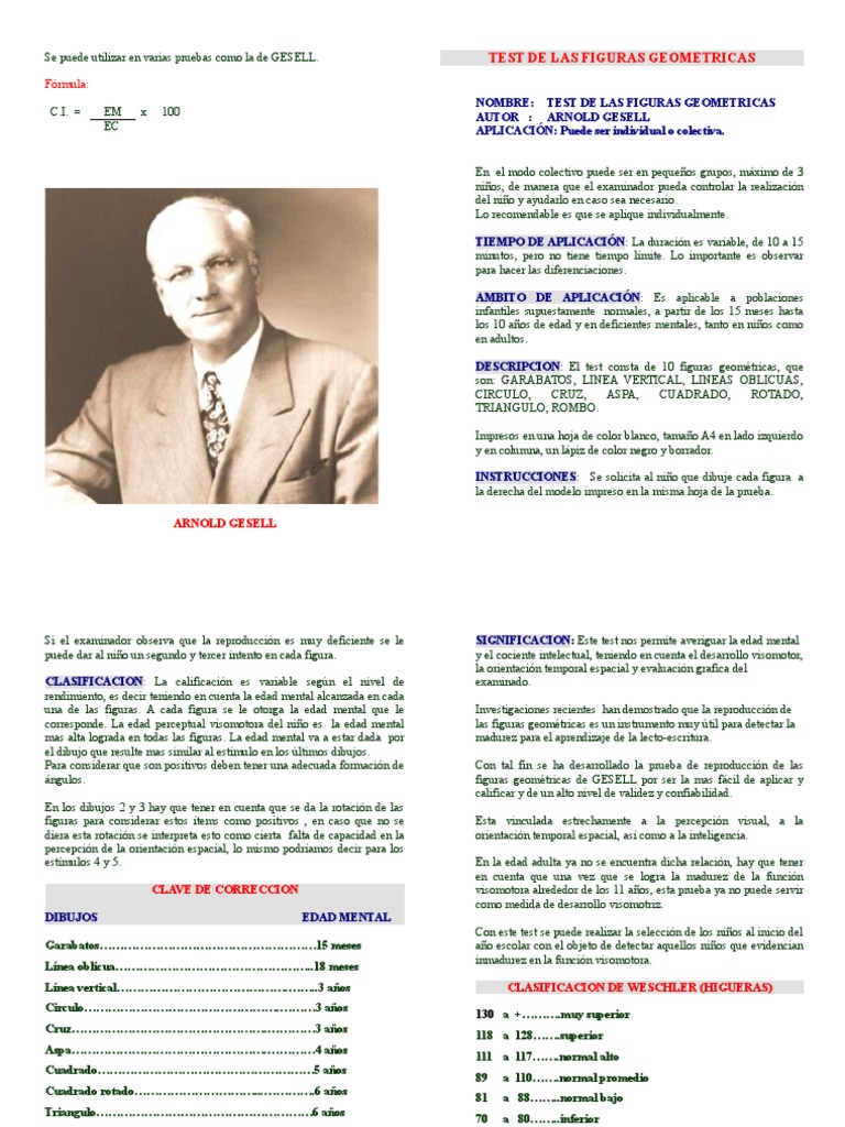 Test Gesell: Figuras Geométricas | PDF | Cociente de inteligencia | Adultos