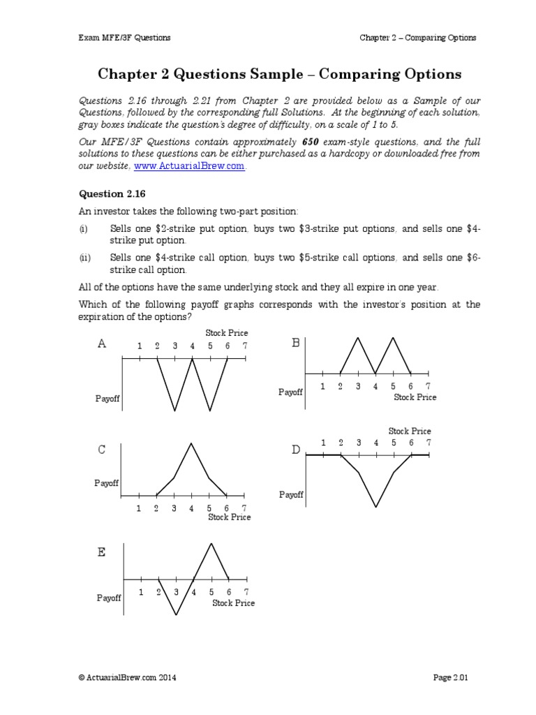Exam MFE/3F Questions Chapter 2 - Comparing Options | PDF | Call Option ...