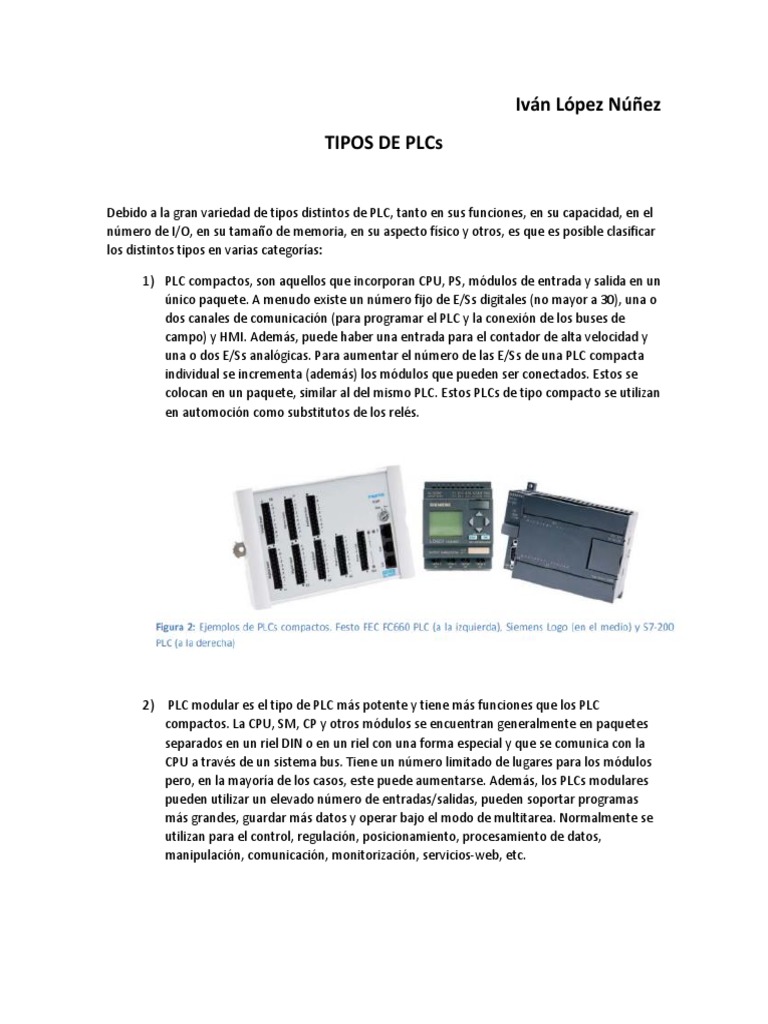 Tipos de PLC | PDF | Controlador lógico programable | Computadoras ...