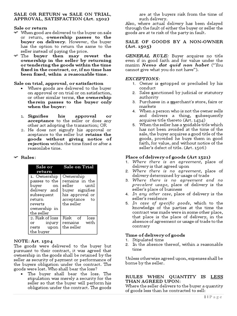 Rights and Obligations in Sales Transactions: A Comprehensive Overview ...