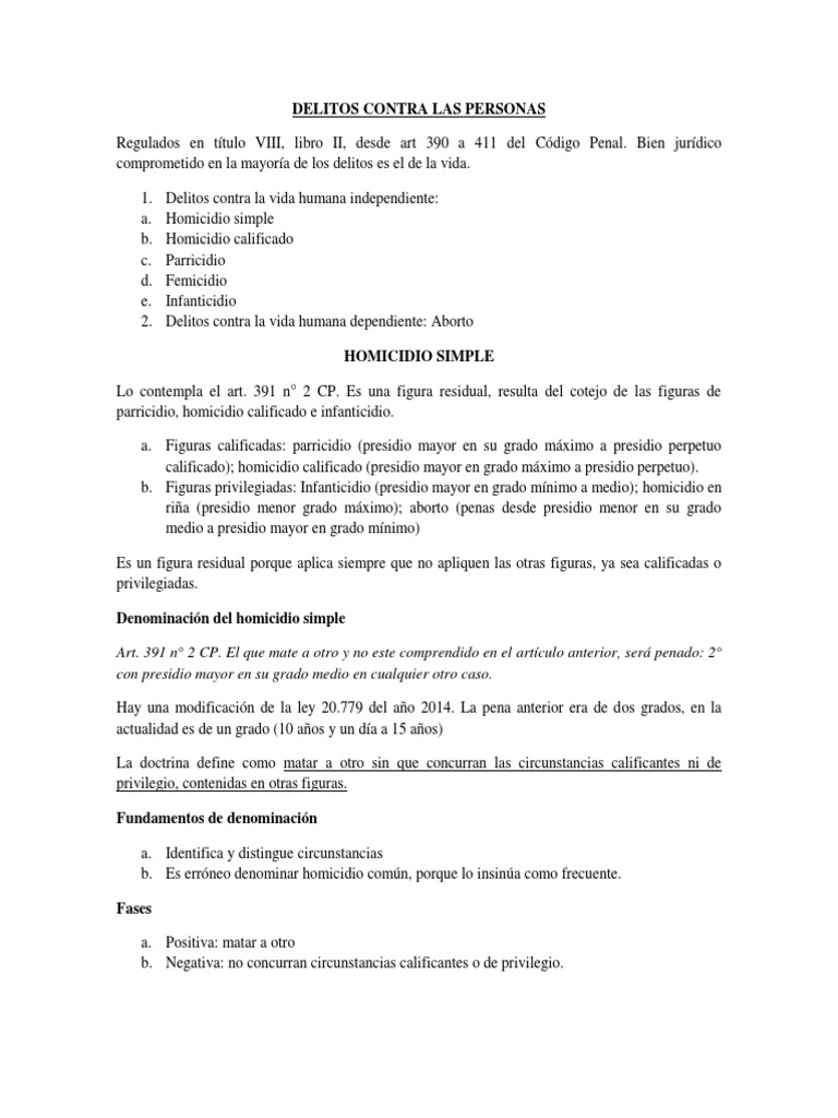 Homicidio Simple | Descargar gratis PDF | Intención (Derecho Penal ...