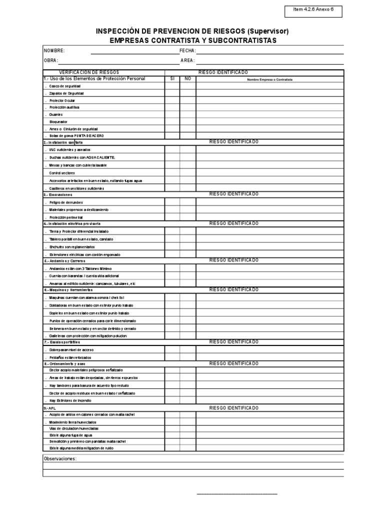 Inspección de Riesgos en Obras | PDF | Andamio | Equipo