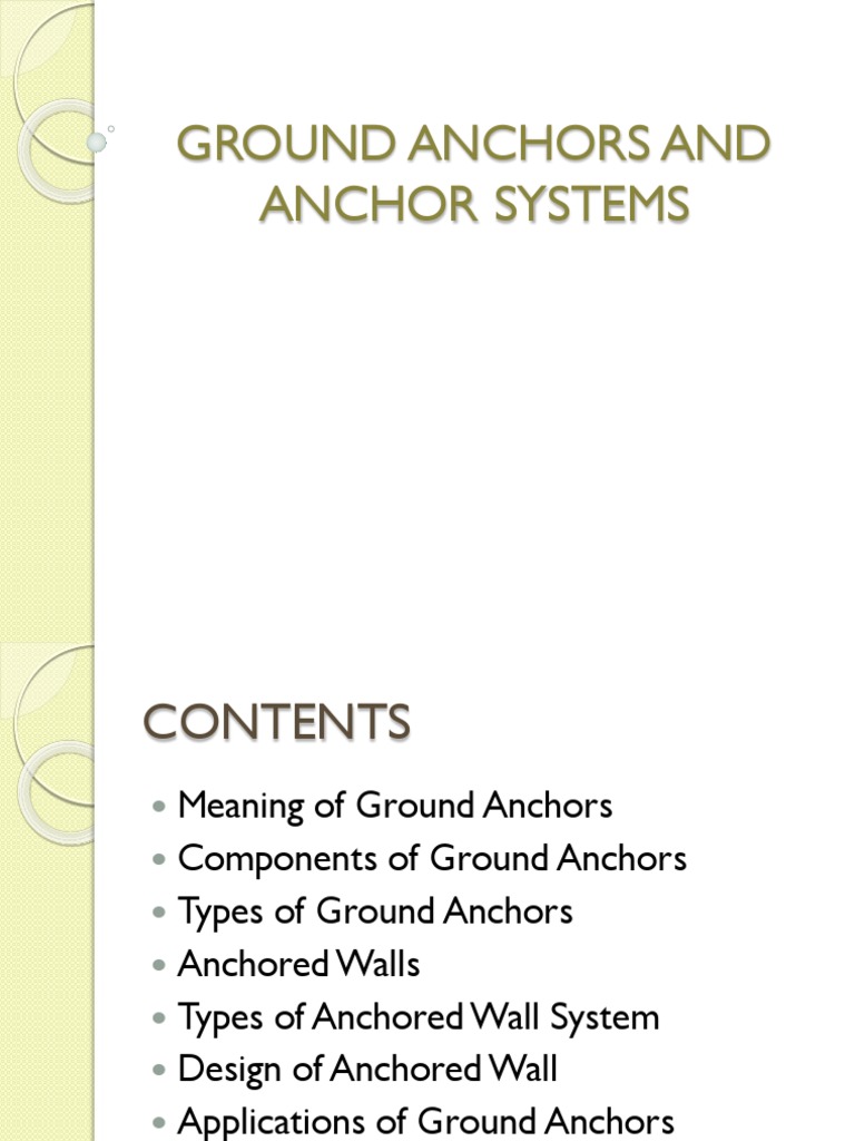Ground Anchors: Types and Applications | PDF | Deep Foundation ...