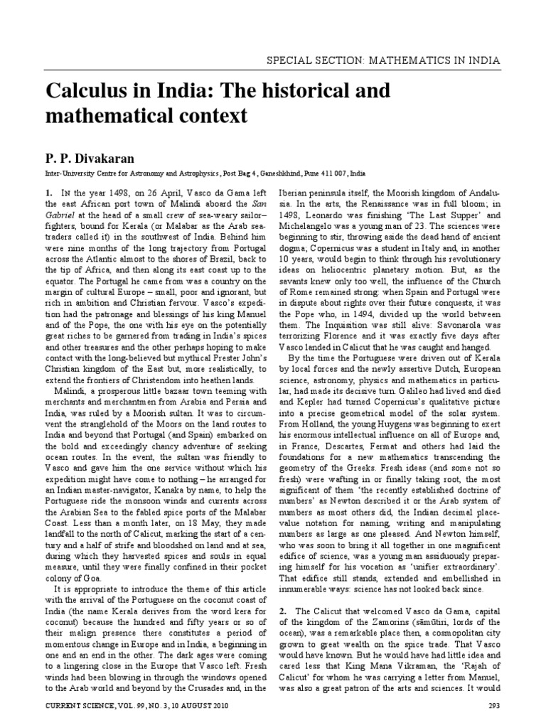 Calculus in India: The historical and mathematical context: P. P ...