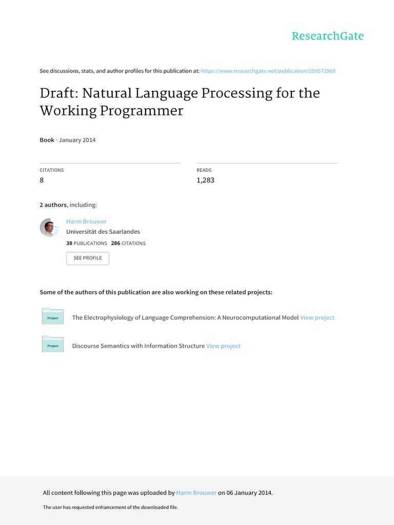 Draft: Natural Language Processing For The Working Programmer | PDF | Functional Programming ...