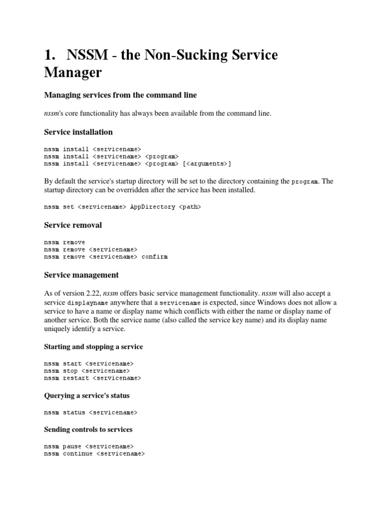 NSSM - The Non-Sucking Service Manager: Managing Services From The Command Line | PDF | Windows ...