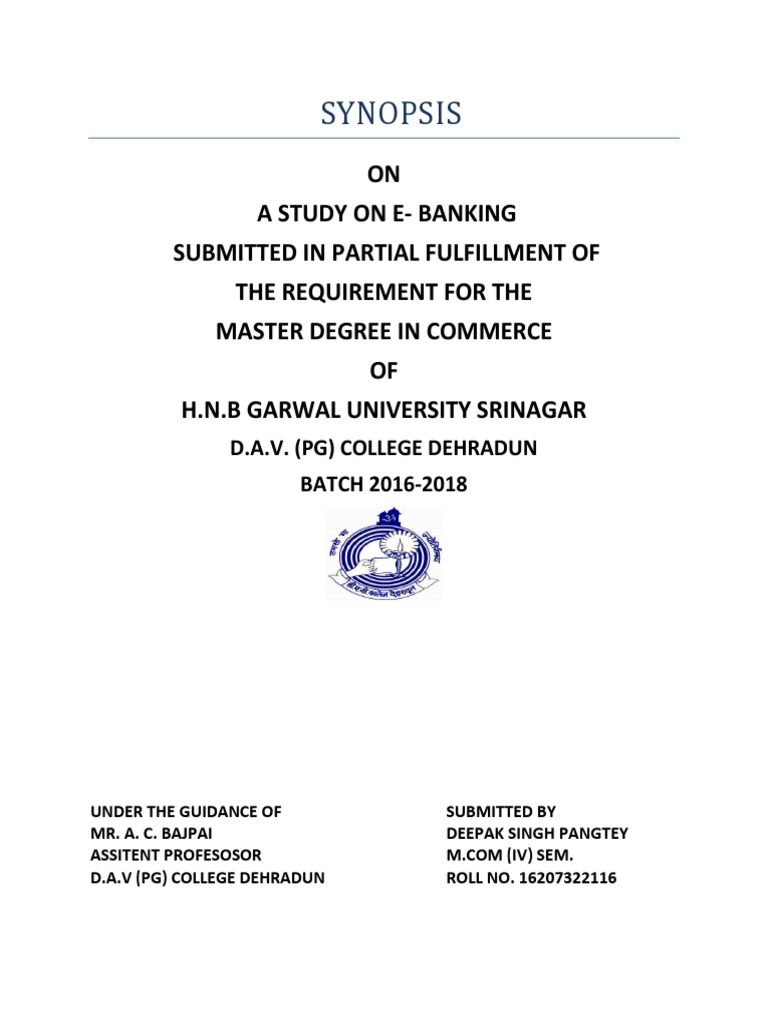 Synopsis | PDF | Online Banking | Banks & Banking