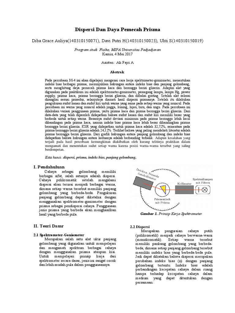 Dispersi Dan Daya Pemecah Prisma | PDF