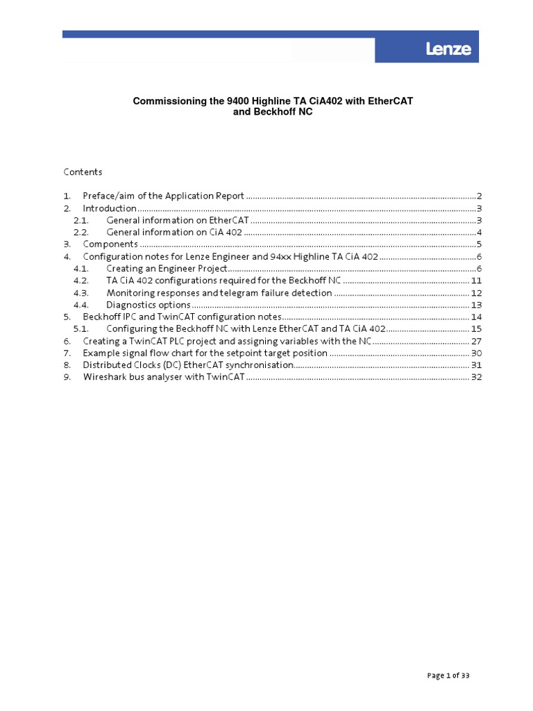 Control de Servo Inverter 94xx Highline EtherCAT de Lenze Con TwinCAT NC | PDF | Computing ...