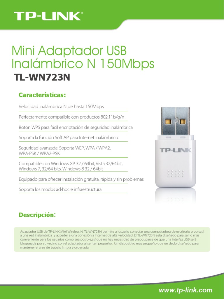 TL-WN723N V3 Datasheet | PDF | Ieee 802.11 | Wifi