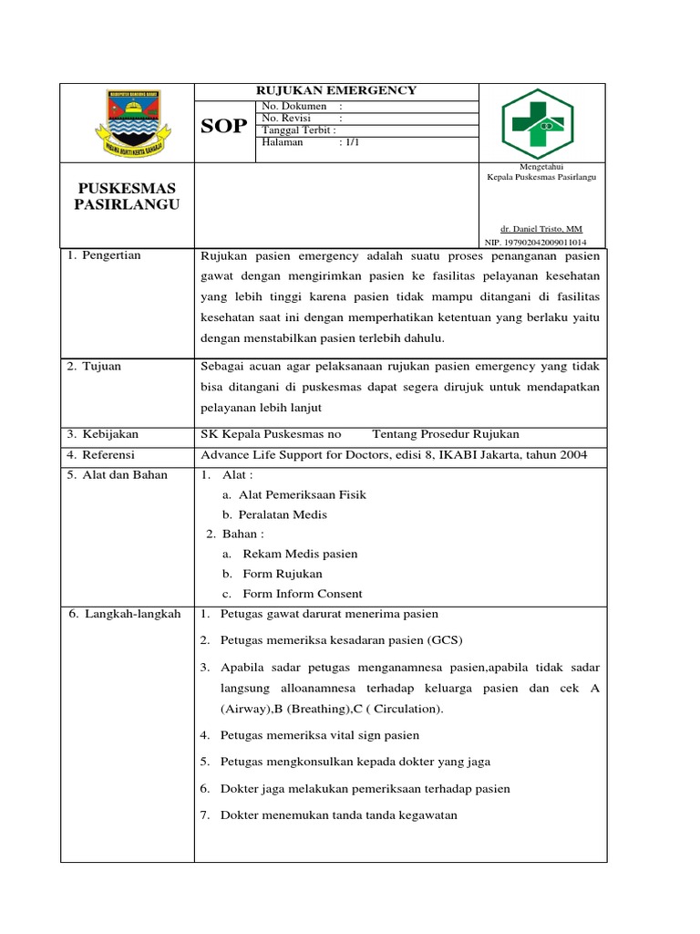 Ep 7.10.3.2 Sop Rujukan PX Emergency | PDF | Sains & Matematika