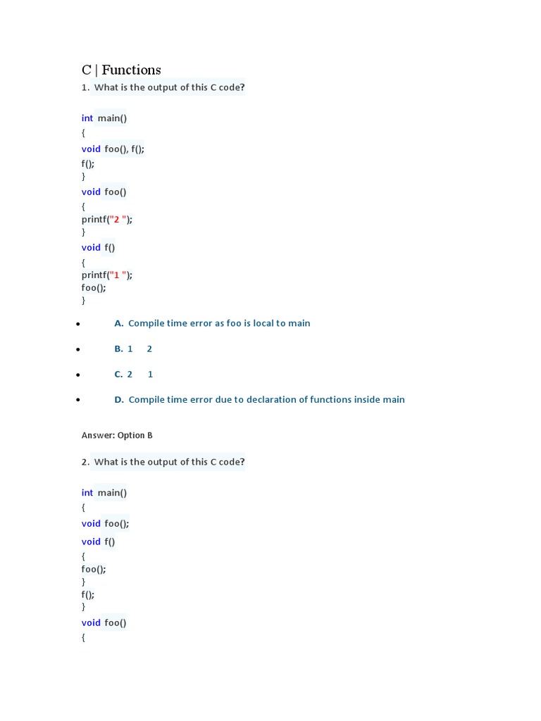C Functions | PDF | C (Programming Language) | Parameter (Computer Programming)
