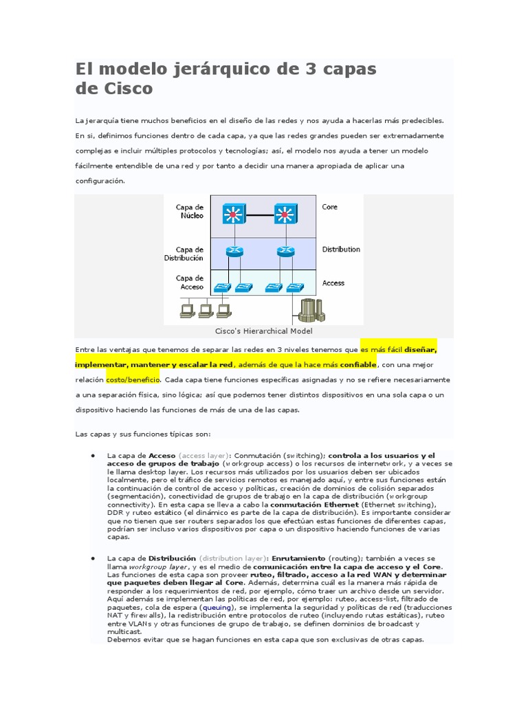 El Modelo Jerárquico de 3 Capas de | PDF | Red de computadoras | Edad de información