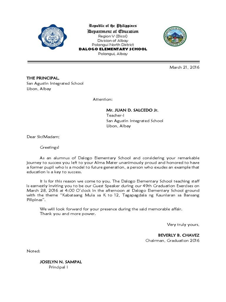 Letter To Guest Speaker | PDF | Schools