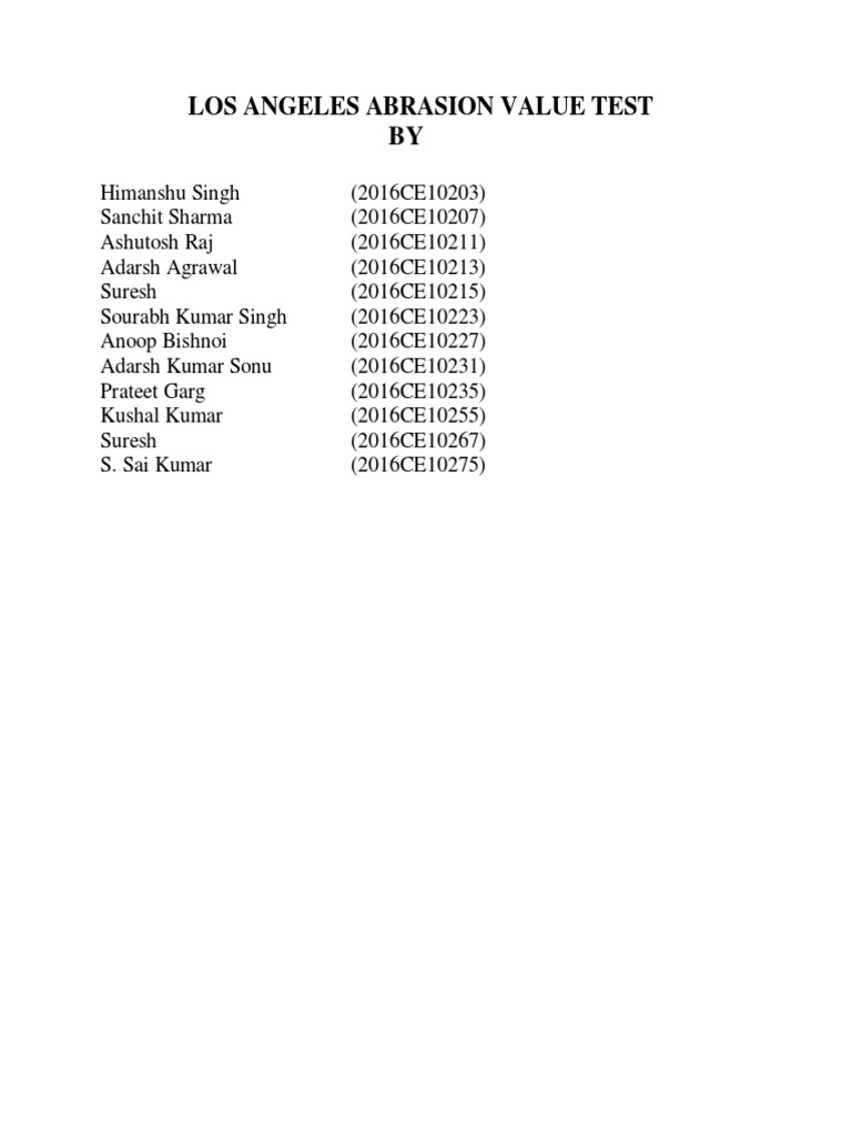 Los Angeles Abrasion Value Test | Download Free PDF | Wear ...
