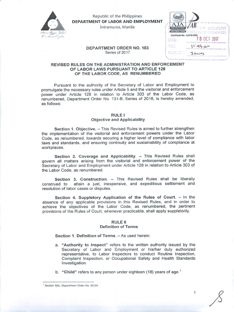 DO 183-17 (Changes in Section 2, Rule XI) Revised Rules On The ...
