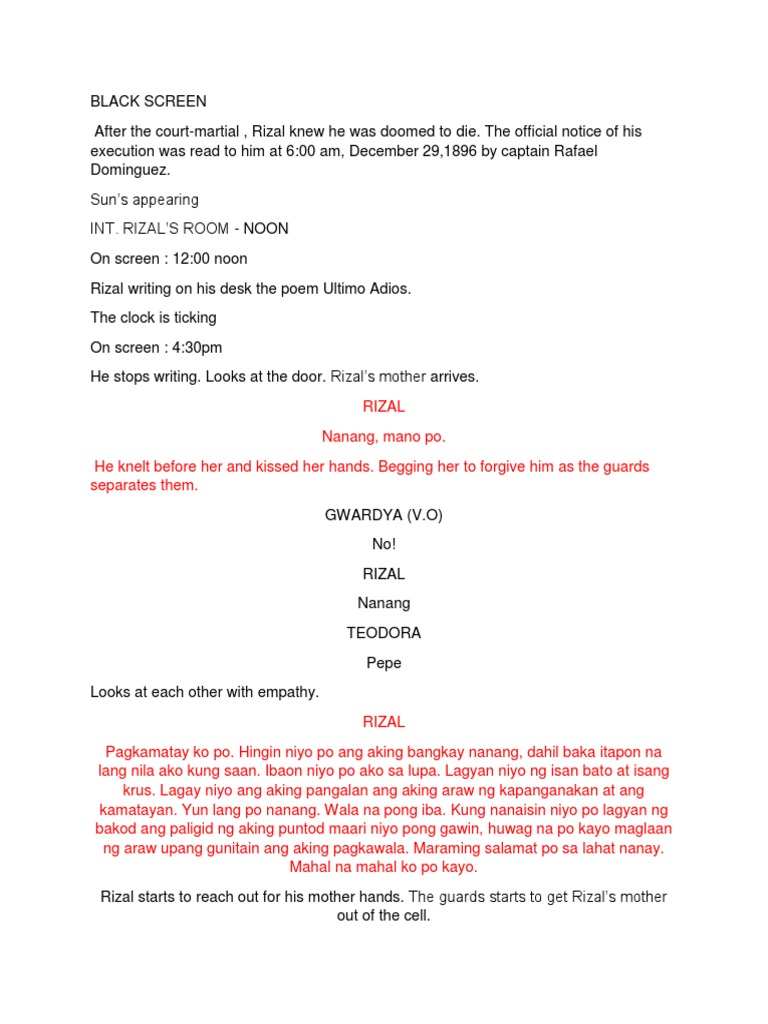 Rizal Short Film Script Draft | PDF