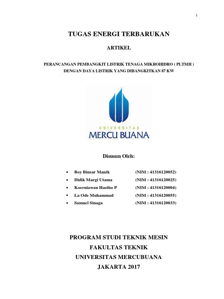 Desain PLTMH 87 KW untuk Energi Terbarukan | PDF