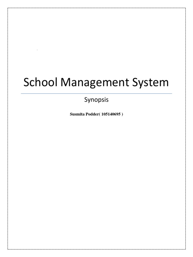 School Management System-Synopsis | PDF | Databases | University And ...