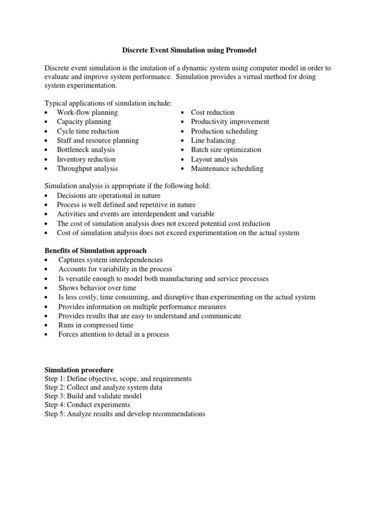Discrete Event Simulation Using Promodel | Download Free PDF | Simulation | Experiment