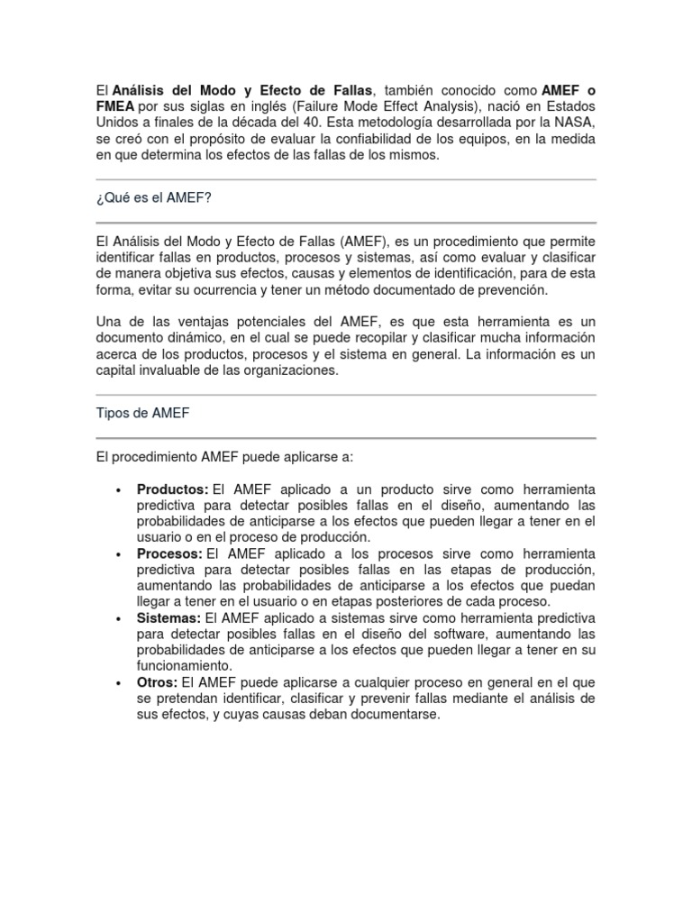 AMEF y MCC | PDF | Diseño | Lean Manufacturing